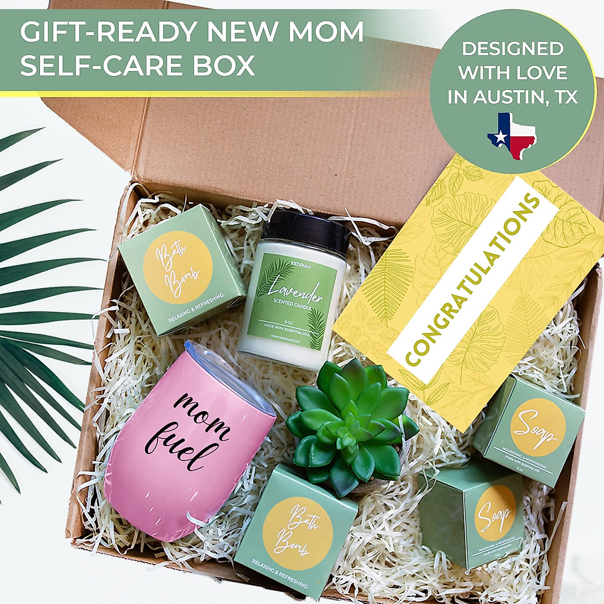 KEDRIAN New Mom Gift Box, New Mom Gifts for Women After Birth, Push Gifts for New Mommy Care Package, for New Mom Gifts for Women, Pregnancy Gifts for First Time Moms, Gifts for New Mom After Birth