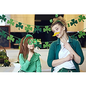 St Patricks Day Decorations, Irish Decor, Lucky Shamrock Garland Banner, for Holiday and Spring Felt – 3PC…