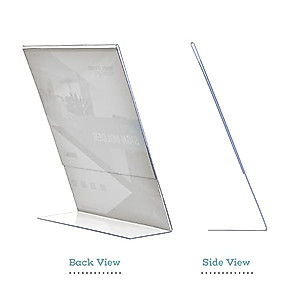 Adir Plexi Acrylic Sign Holder 8.5" X 11" - Shatter Resistant Acrylic Sign Holder - Great for Brochures, Advertising Pamphlets and Restaurant Menus - Pack of 12
