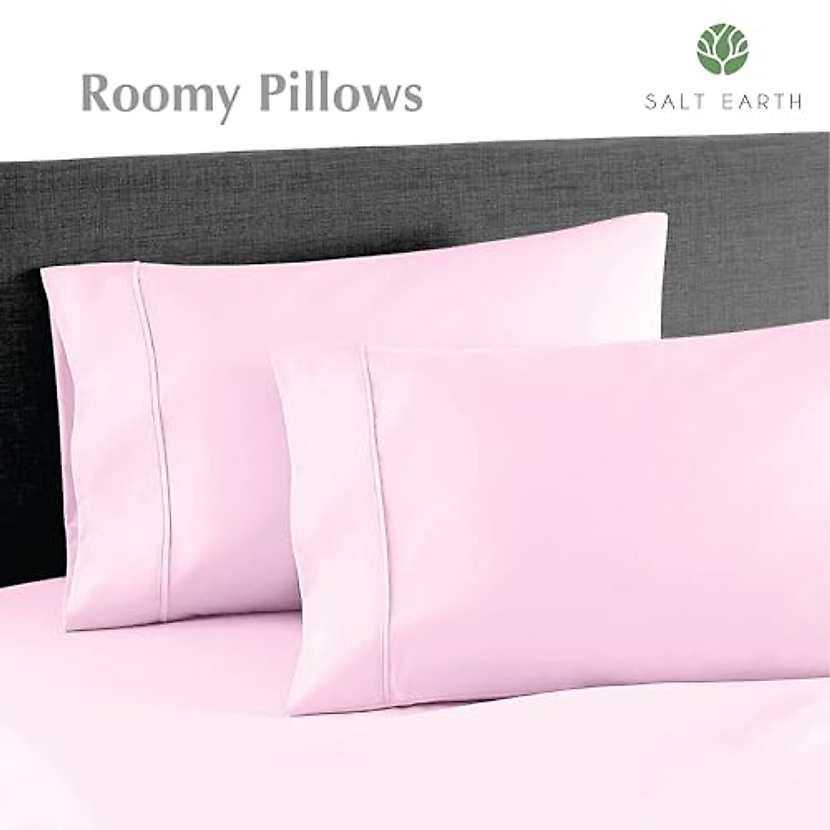 Salt Earth Cotton Queen Size 4 Piece Sheet Set 100% Cotton with 16 Inch Deep Pockets Easy Fit Sateen Weave Sheets & Extra Soft Breathable & Comfortable 400 Thread Count (Royal Mist/Light Purple)