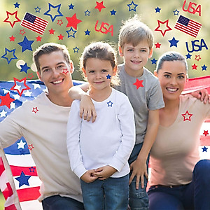 Whaline 300Pcs Independence Day Confetti 4th of July Glitter Red Blue White American Flag USA Patriotic Table Confetti Twinkle Stars Table Centerpiece for National Day Memorial Day Party Decorations