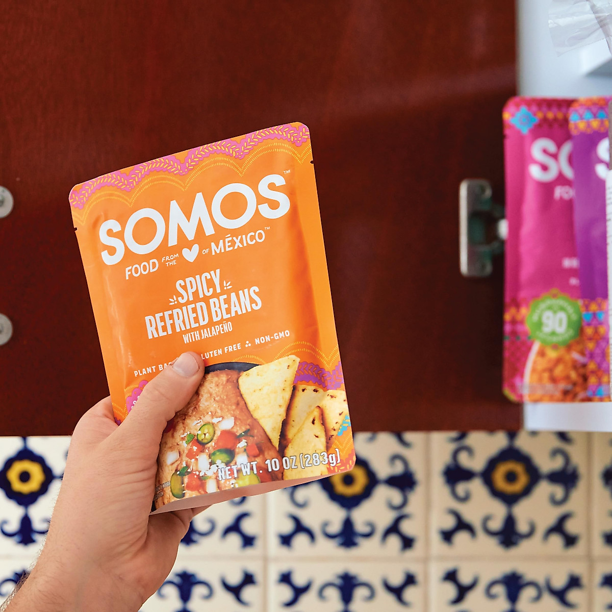 SOMOS Spicy Refried Beans - Gluten Free, Non-GMO, Vegan & Microwavable Meals Ready to Eat - Delicious, Healthy & Convenient - Perfect for Tacos, Tostadas & More | 10 oz (Pack of 6)