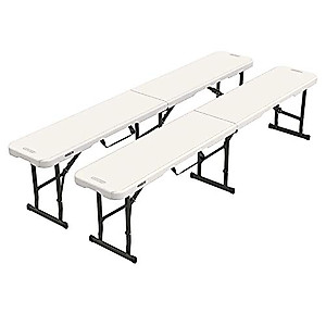Lifetime 80843, 2 Pack, Light Commercial 6-Foot Fold-in-Half Bench, Almond