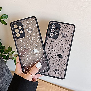ZTOFERA Compatible with Samsung Galaxy A32 5G, Planet Sky Star Pattern Protective Phone Case Translucent Frosted Hard PC Back Case Shockproof Silicone Bumper Cover for Galaxy A32 5G, White Sky