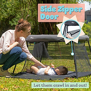 UNiPLAY Baby Foldable Travel Crib, Portable Toddler Playpen with Carry Case and Side Zipper Design for Easy Access