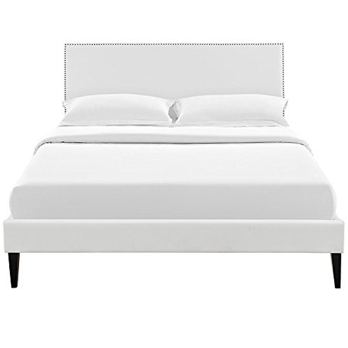 Modway Phoebe Queen Vinyl Platform Bed with Squared Tapered Legs in White