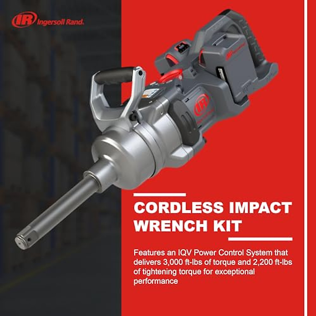 Ingersoll Rand W9691-K4E W9000 Series 20-Volt 1-Inch Cordless Impact Wrench Kit with Charger and 6-Inch Extended Anvil