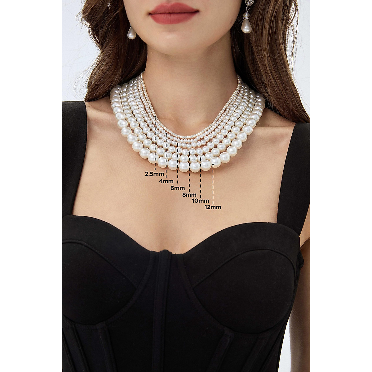 BABEYOND Round Imitation Pearl Necklace Wedding Pearl Necklace for Brides