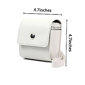 RANO Protective Case for Mini Portable Thermal Label Photo Receipt Wireless Bluetooth Printer,Soft Leather with Removable Strap(White)