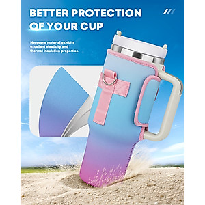 Water Bottle Holder for Stanley Cup with Strap,Tumbler Accessories for Stanley 40 oz,Anti Drop and Leakage,Suitable for Sports and Outdoor Use（Hydrangea）(Cup Not Included)