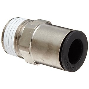 Legris 3175 62 22 Nickel-Plated Brass Push-to-Connect Fitting, Inline Connector, 1/2" Tube OD x 1/2" NPT Male
