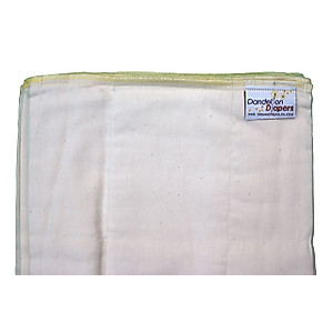 Dandelion Diapers Cloth Diaper Prefolds 100% Organic Cotton Natural Unbleached DSQ | Infant Size 2 | 6 Pack