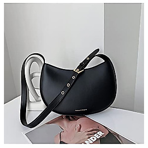 Cute Hobo Purses and Handbags for Women Split Leather Shoulder Tote Bags Crossbody bag (Black)