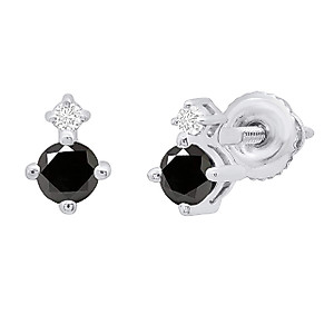 Dazzlingrock Collection 0.40 Carat (ctw) Round Black Diamond & White Diamond Ladies Stud Earrings, 10K White Gold