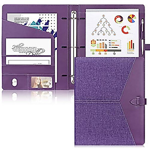 Toplive Padfolio 3 Ring Binder (1'' Round Ring) Business Portfolio Folder for Interview, Conference and Presentation, Purple