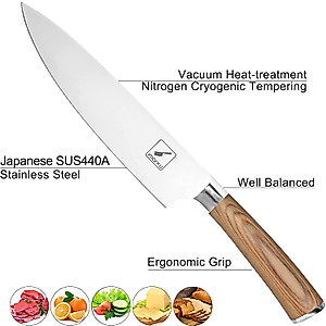 imarku Chef Knife - Pro Kitchen Knife 8 Inch Chef's Knives Japanese SUS440A Stainless Steel Sharp Paring Knife with Ergonomic Handle, Golden handle, Christmas Gifts for Women Men