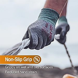 DEX FIT Nitrile Coated Work Gloves FN330-3D-Comfort Stretchy Fit, Firm Grip, Thin & Lightweight, Touchscreen Fingers, Protective & Durable, Breathable, Machine Washable; Grey M (8) 12 Pairs