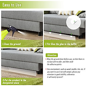 WXJ13 7 Pack 15.75" L x 2.4" H Under Sofa Blocker Clear,Acrylic Couch Blocker,Toy Blocker for Under Couch with 30 Double Sided Adhesive Spots,Prevent Pets or Things from Getting Under The Furniture