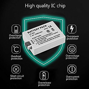 LP-E5 Battery Pack, 2-Pack E5 Battery Compatible with EOS Rebel XS, Rebel T1i, Rebel XSi,1000D, 500D, 450D, Kiss X3, Kiss X2, Kiss F Digital Camera.