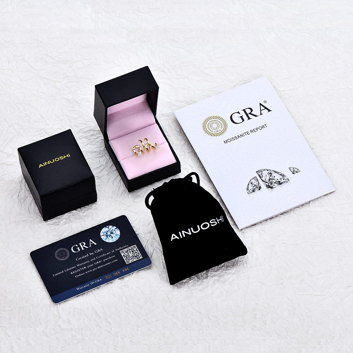 AINUOSHI Ear Cuff Earrings for Women Moissanite Earrings Non-Piercing Clip On Cartilage, 925 Sterling Silver with 14K Yellow Gold Plated, Hypoallergenic, Jewelry Box Packed