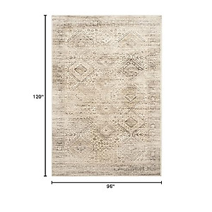 SAFAVIEH Vintage Collection Area Rug - 8' x 10', Stone, Oriental Distressed Viscose Design, Ideal for High Traffic Areas in Living Room, Bedroom (VTG118-3440)