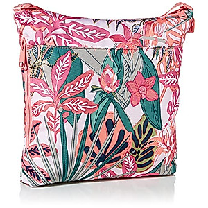 Vera Bradley Women's Recycled Lighten Up Reactive Hipster Crossbody Purse, Rain Forest Canopy Coral, One Size