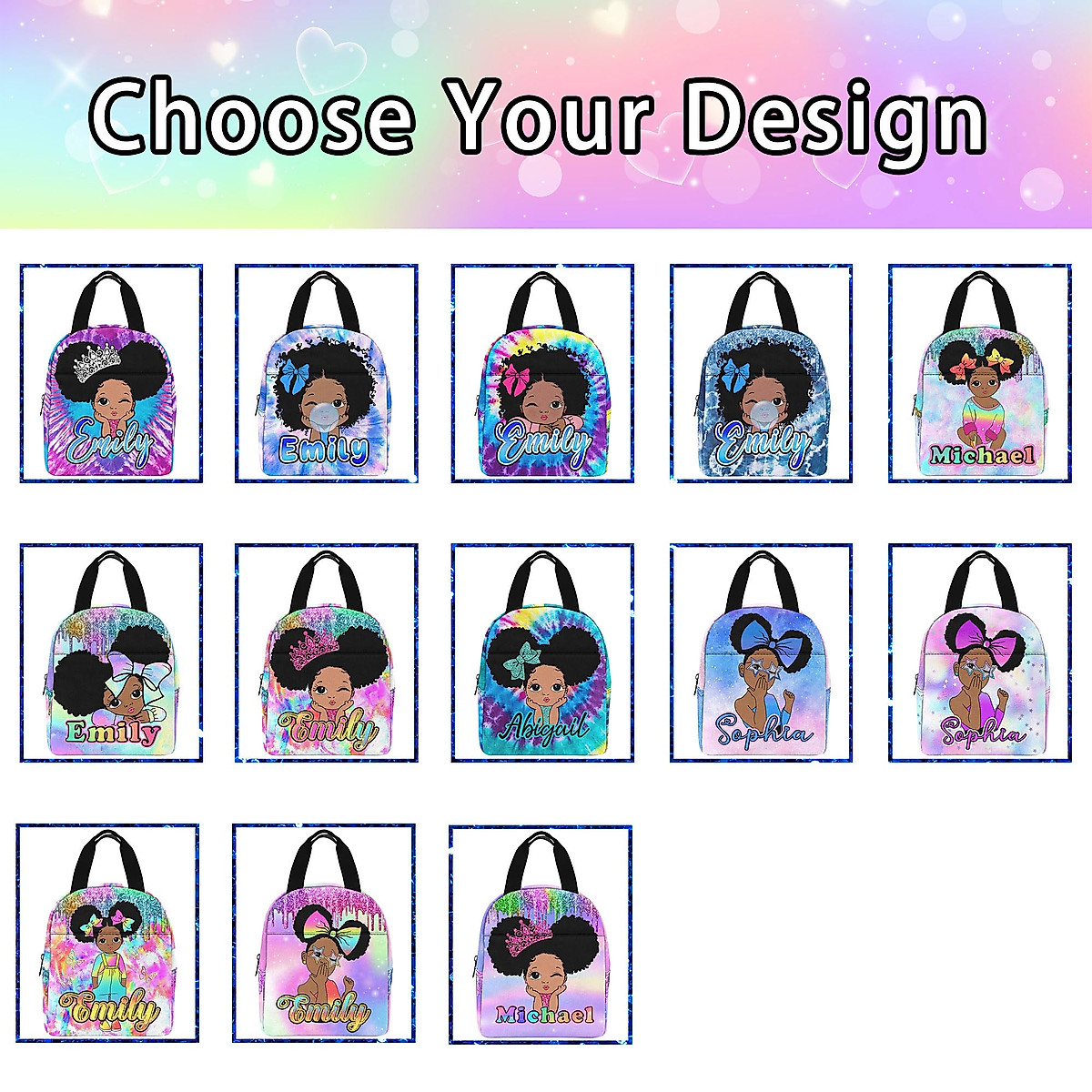 M YESCUSTOM Custom School Backpack for Girls Kids Personalized Backpack with Lunch Box Lightweight Preschool Elementary Girls BookBags Set, Casual Travel Daypack Shoulder Bag for Teenager