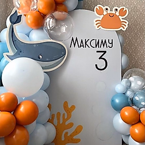 Orange and Blue Balloon Garland Arch Kit,120PCS Orange Macaron Orange Retro Fog Blue Teal with Ivory White Balloons Arch,for Birthday,Baby Shower,Graduation Party Decorations