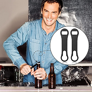 Prasacco 2 Pack Bottle Opener, Black V-Rod Bottle Opener Stainless Steel Bar Key for Bartenders Flat Metal Bar Speed Key Opener Dog Bone Wine Bottle Opener for Bartenders Home Kitchen
