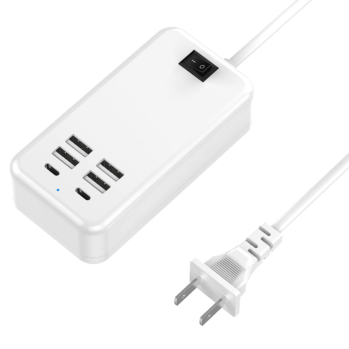 USB C Charger Station, 6 Ports USB Charging Station, Multi USB Charging Station Compatible with iPhone/Samsung/Tablet and Other Multiple Devices, Power Strip with ON/Off Switch