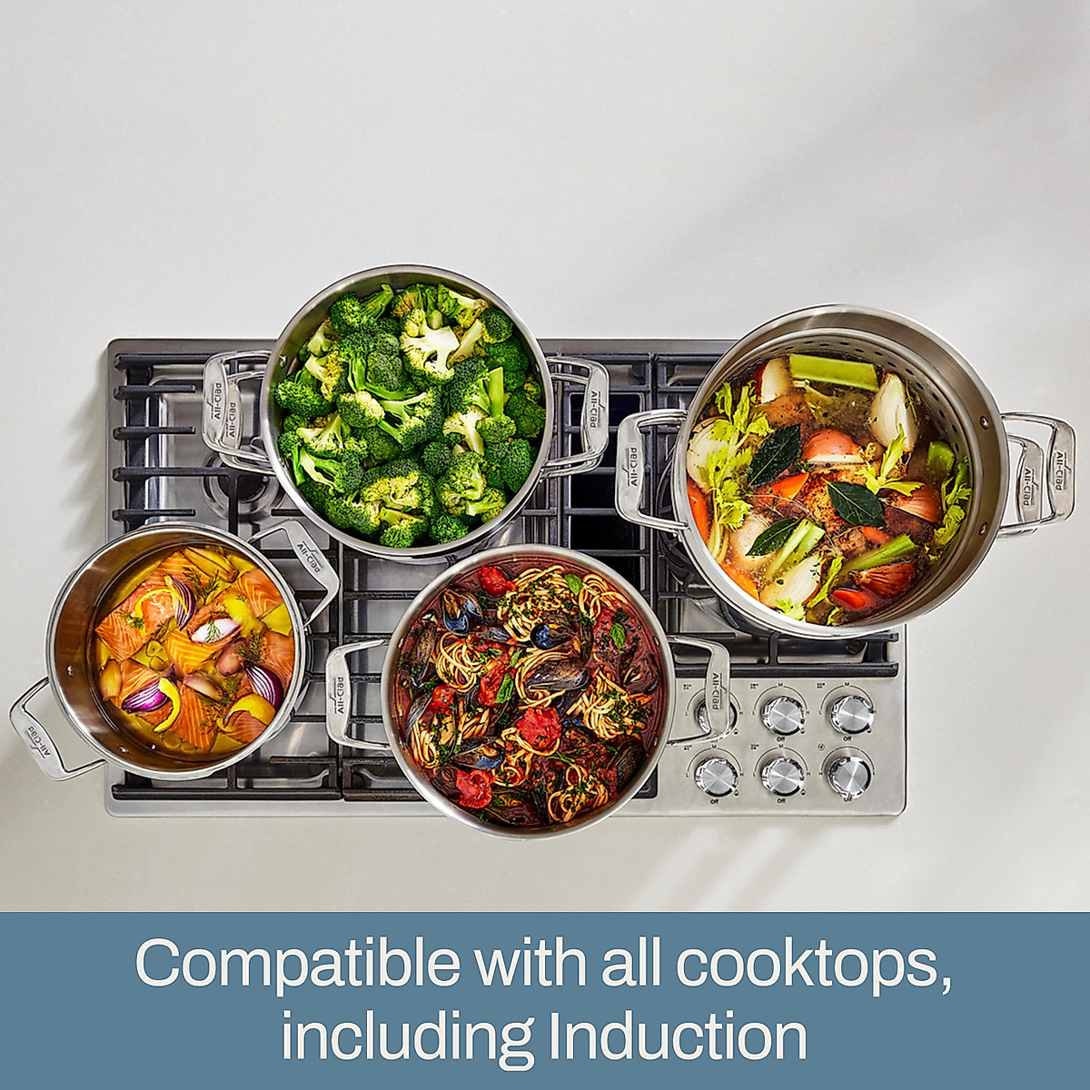 All-Clad Simply Strain Stainless Steel Multipot with Straining Lid, 6-Quart, Induction, Oven Broiler Safe 600F, Strainer, Pasta Strainer with Handle, Steamer Pot, Cookware, Home, Pots and Pans, Silver