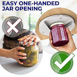 Under Cabinet Lid Jar Opener - for Weak Hands and Seniors with Arthritis - Heavy Duty, Allows to Easily Unscrew Any-Size Lid - Effortless Bottle & Can Opener for your Kitchen