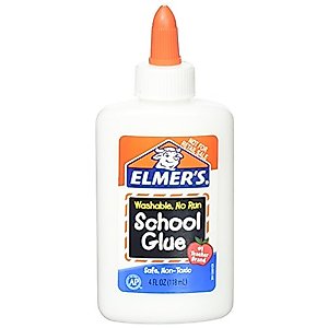 Elmer's Washable No Run School Glue, 4 Ounces, White and Dries Clear
