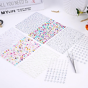 Sifniea 8 Sheets Face Gems Face Jewels Stick On Face Rhinestones, Self Adhesive Rhinestones Pearls Stickers for Makeup, Eye Gems Hair Gems Body Jewels for Face, Festival, Crafts, Nail Decorations