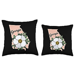 U.S. State Flowers - Georgia Georgia Flower Cherokee Rose Throw Pillow, 16x16, Multicolor
