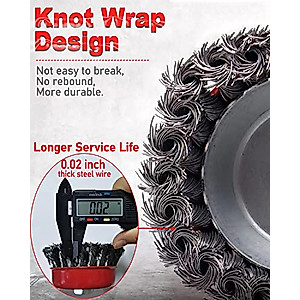 SHITIME 4 Inch Wire Wheel Cup Brush Set, Coarse Twisted Knotted Wire Wheel for Angle Grinder, 5/8 Inch-11 Threaded Arbor, 0.020" Carbon Steel Wire Brush for Grinder, Deep Sanding Heavy Rust, Paint