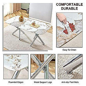 Xshelley Dining Table, Modern Rectangular Dining Table for 8, Large Dining Table for Kitchen Dining Living Meeting Room Banquet Hall (Silver-D)