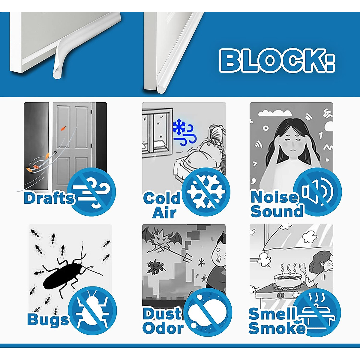 MAXTID Door Draft Stopper 30 Inches for Bottom of Doors Small Size Door Weather Stripping Seal Strip Under Door Sweeps Home Winterizing Products Under Door Draft Blocker