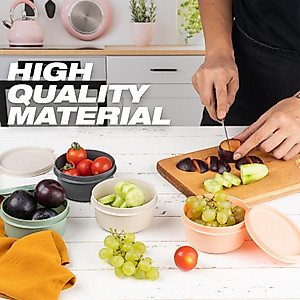 EYNEL Set of 12 Small Round 9 oz Deli Containers with Lids, Airtight Leakproof Reusable Food Storage, Plastic To Go Bento Box, Mini Lunch Box, Snack Storage Bowl, for Kitchen, Picnic (12)