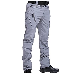 Men's Assault Tactical Pants Lightweight Cotton Long Pant Outdoor Military Combat Trousers Zipper Pocket Streetwears Gray