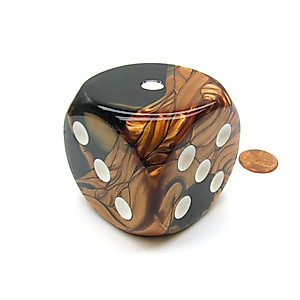 Black and Copper Gemini With White Pips 50mm (2in) D6 Die Chessex
