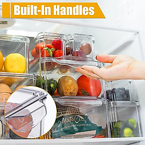 Midyb Fridge Organizer, 9 Pack Refrigerator Organizer Bins with Lids, BPA Free Stackable Fridge Organizers and Storage for Kitchen, Countertops, Fridge Containers for Vegetables, Fruits, Drinks