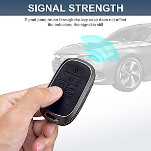 YO&YOYE Compatible with Honda Key Fob Cover with Keychain Leather Key Case Protector for 2022 Honda Accord Civic CRV Pilot Odyssey 11th Gen Smart Key Case Holder (Black)