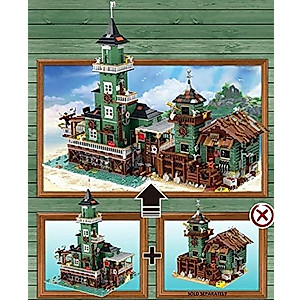 General Jim's Realistically Detailed Fisherman Harbortown Series City Modular Buildings 3452 Piece Three Level Lighthouse Construction Suite Building Blocks Toy Bricks Set for Adults and Teens