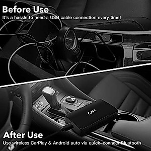CARABC Wireless CarPlay Adapter with Netflix, 2023 The Magic Box CarPlay Adapter, Support Android 10, YouTube & Netflix, Wired to Wireless Apple CarPlay & Android Auto, Easy to Set