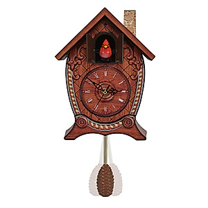 Mark Feldstein & Associates Traditional Chalet Style Singing Cardinal Tabletop Wall Sound Cuckoo Clock
