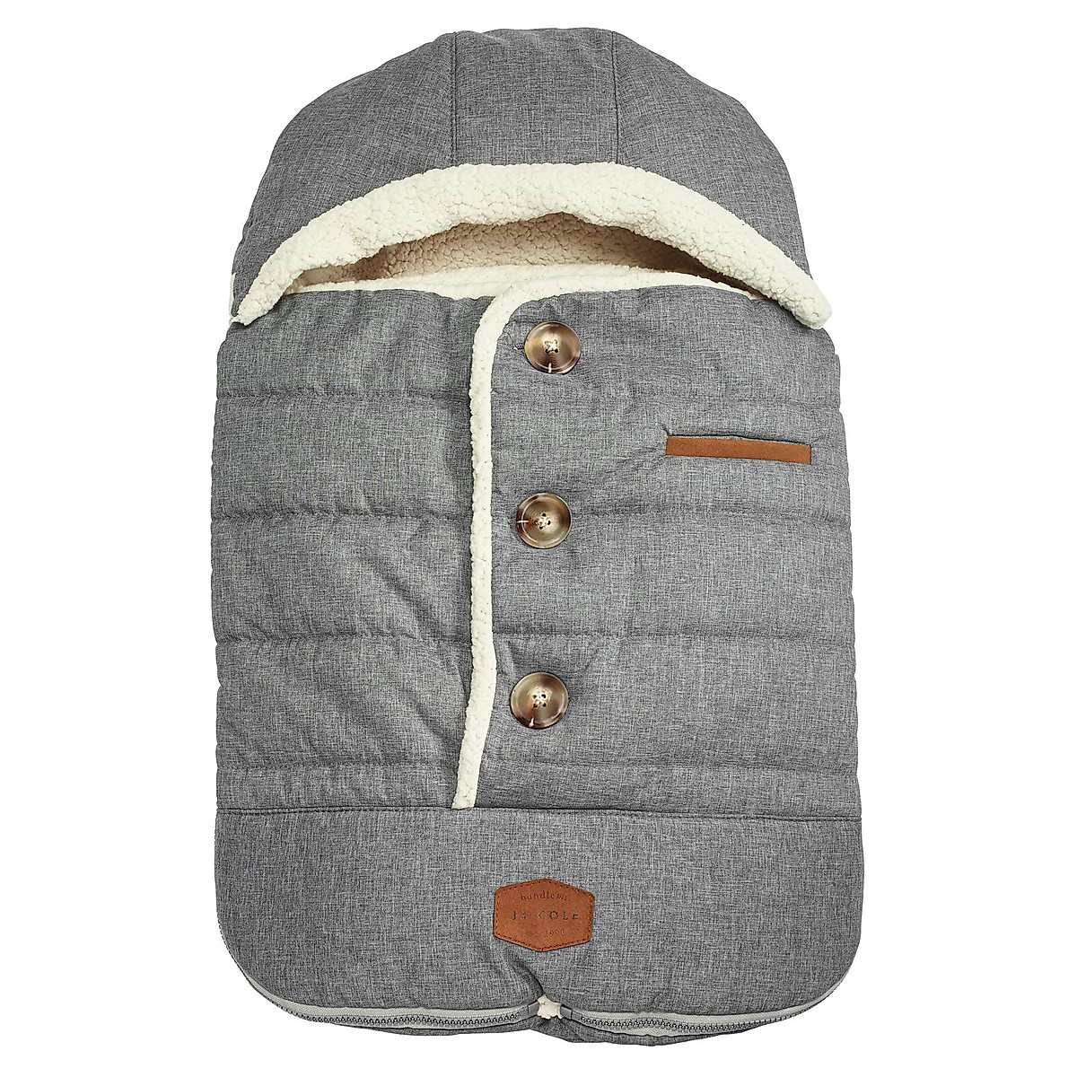 JJ Cole Bundle Me Winter Baby Car Seat Cover and Bunting Bag - Weather Resistant Baby Carrier Cover - Stroller Accessories and Winter Baby Essentials - Heather Gray