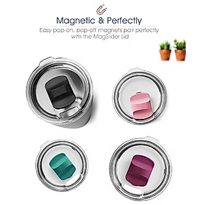 Fking Multi-Color Replacement MagSlider for Yeti Rambler Lids, 4 Pack, Fits 10oz, 16oz, 20oz, 26oz, 30oz Magnetic Tumbler Lids (Aqua/Orange/Purle/Pink)