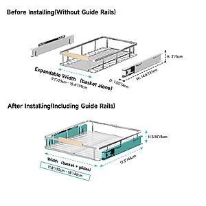 jkxoo Expandable Pull Out Cabinet Organizer, Closet Organizers and Storage 11.8~18''W x 17.3''D Heavy Duty Under Sink Storage Basket Slide Out Cabinet Shelves for Kitchen, Bathroom, Pantry