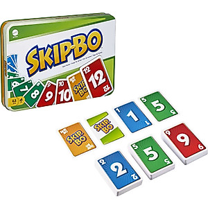 Mattel Games Skip-Bo Card Game for Kids, Adults & Family Night, Travel Game in Collectible Storage Tin for 2-6 Players (Amazon Exclusive)